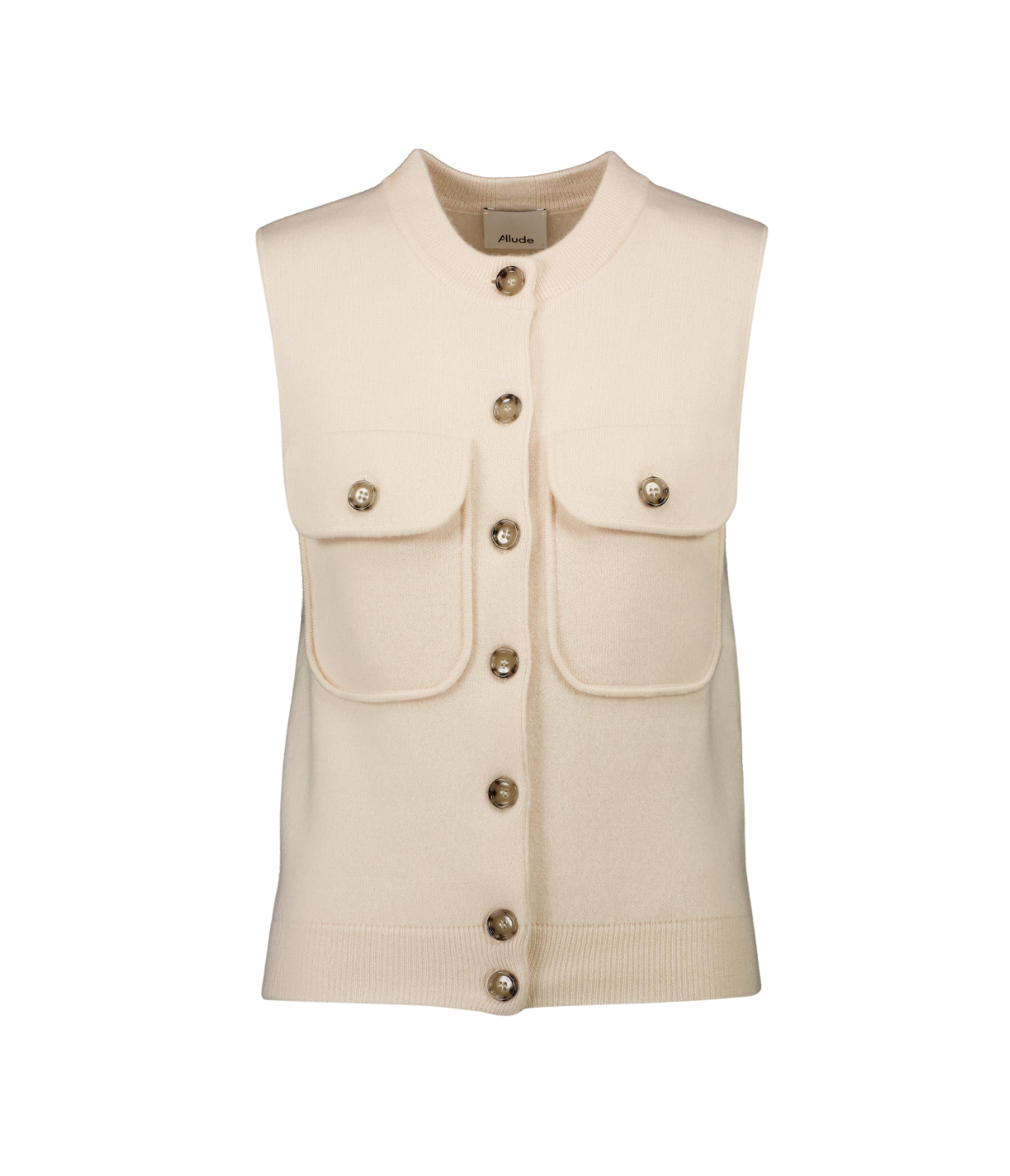 Round Neck Cashmere Blend Vest in Cream – Mode Sportif