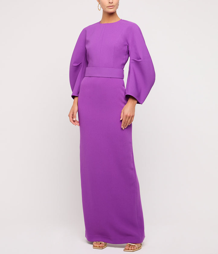Lana One Shoulder Crepe Knit Maxi Dress in Fuchsia | Mode Sportif